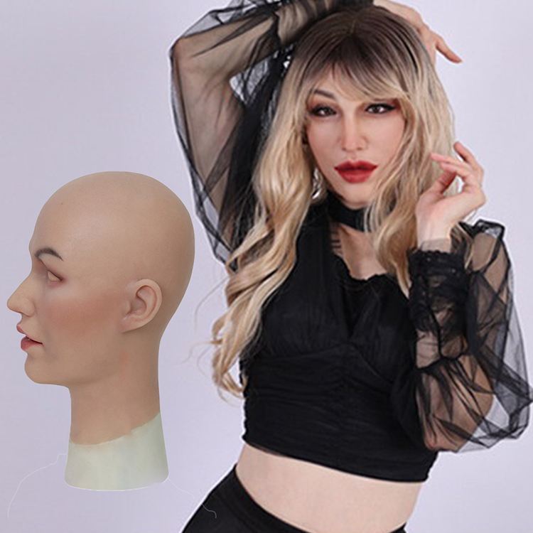 Cosplay costume Male To Female Silicone Head Mask Female Face Lifelike ...
