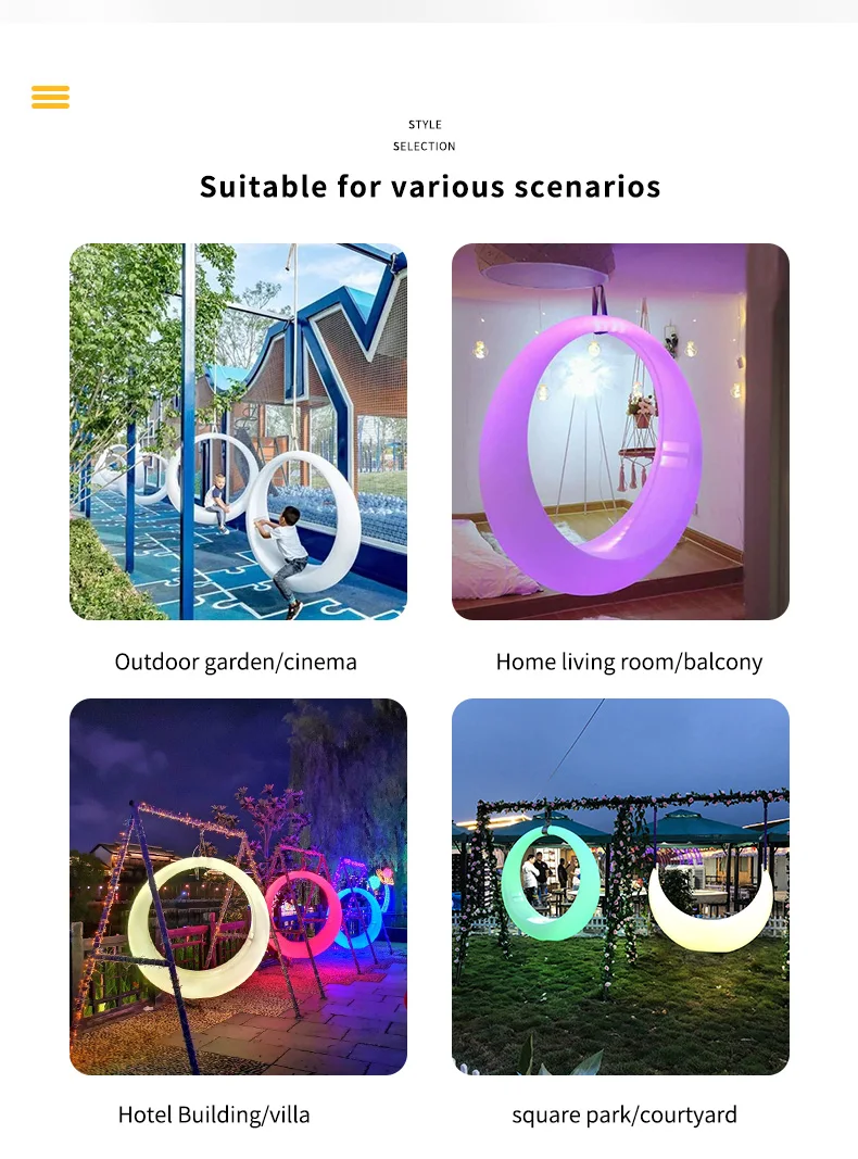 Moon Shaped Patio Swings - Durable & Glowing Outdoor Furniture
