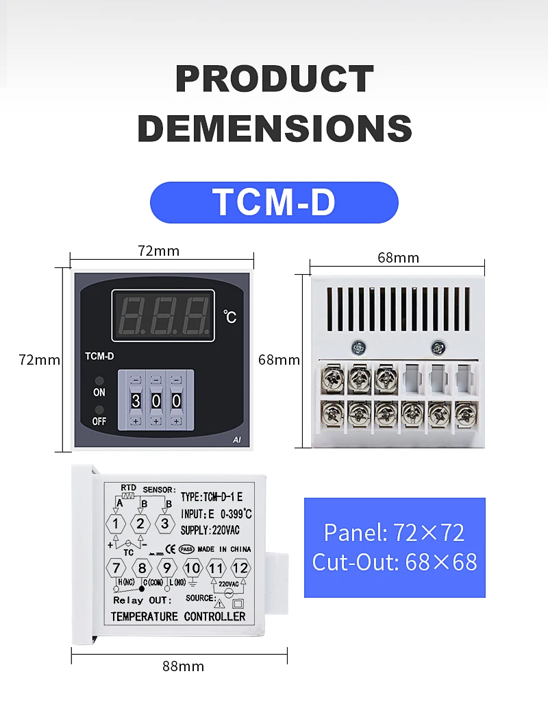 220V TCM-R PID Temperature Control Switches TCL-R TCM-D TCM-K Models ...