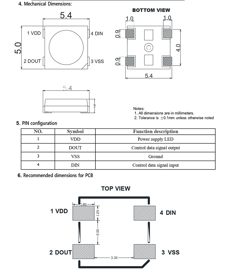 Adjustable Rgb Led Chip Ws2812b Sk6812 Sk9822 Apa102 Apa107 Ic Built In ...