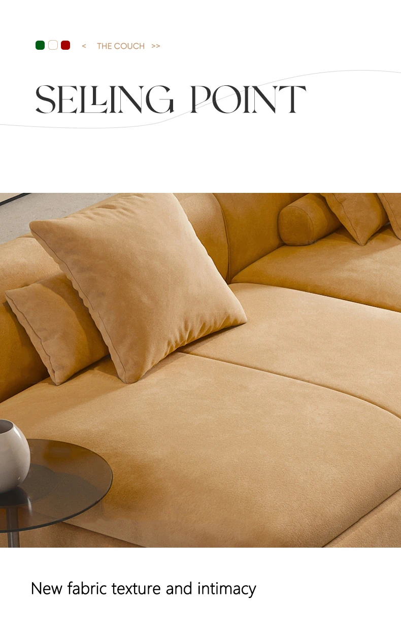 MAXKY Cream Wind Curved Fabric Sofa - Light Luxury Modern