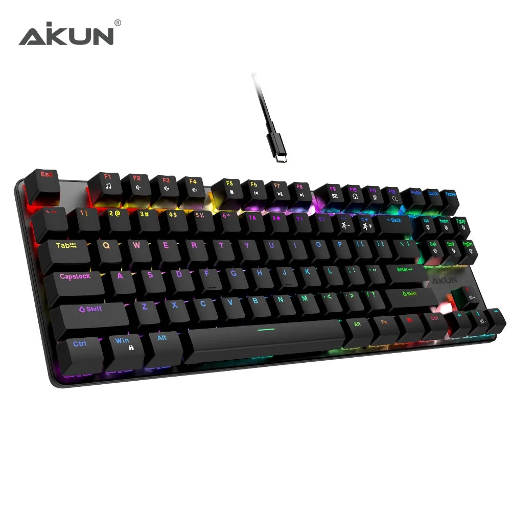 AIKUN GX9870 Wired 7L RGB Backlight Gaming Keyboard Mechanical Switches ...