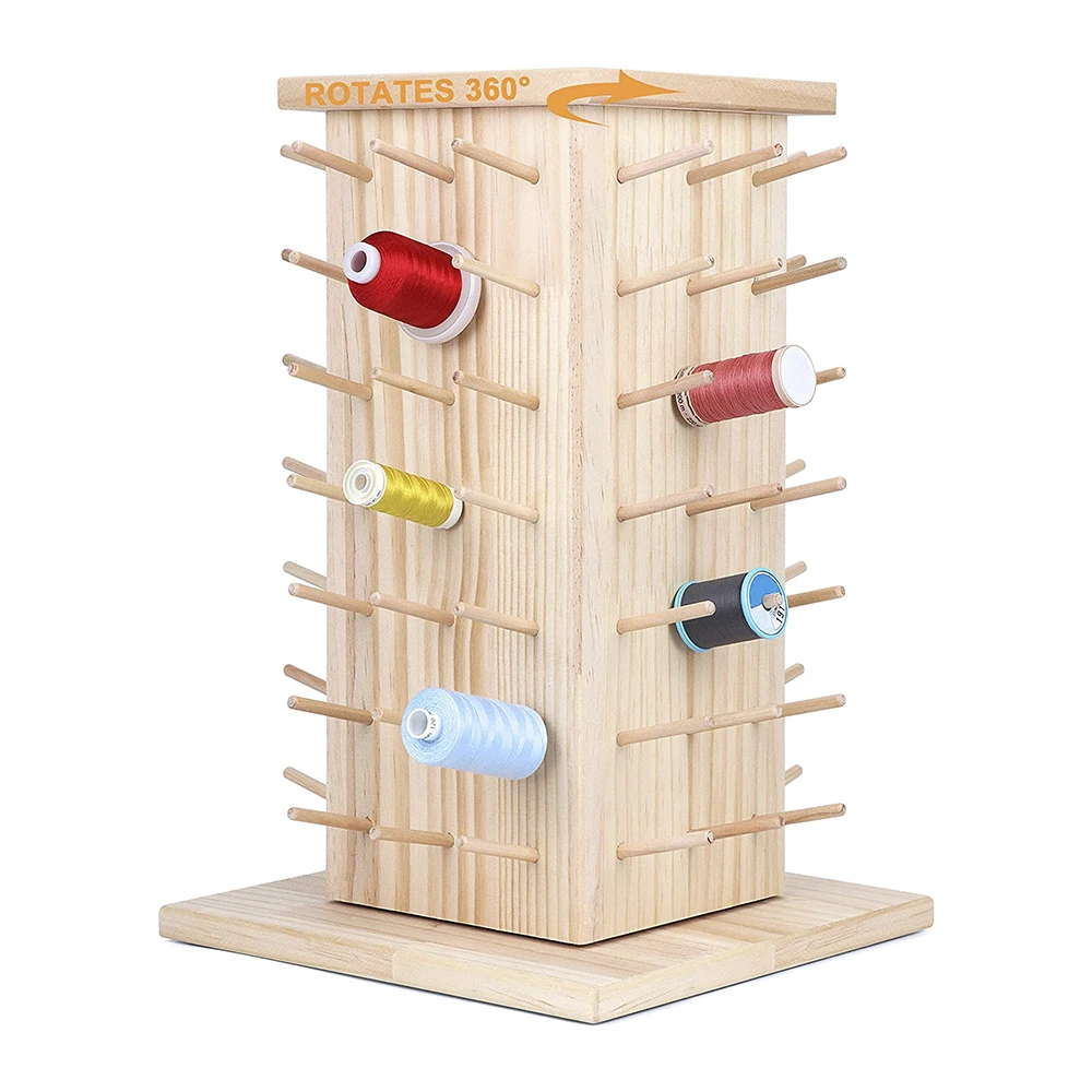 84 Spools 360 Fully Rotating Wooden Thread Rack,Thread Holder Organizer ...