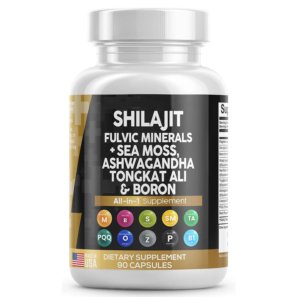 Shilajit Capsules Fulvic Acid Sea Moss Ashwagandha Tongkat Ali Boron ...