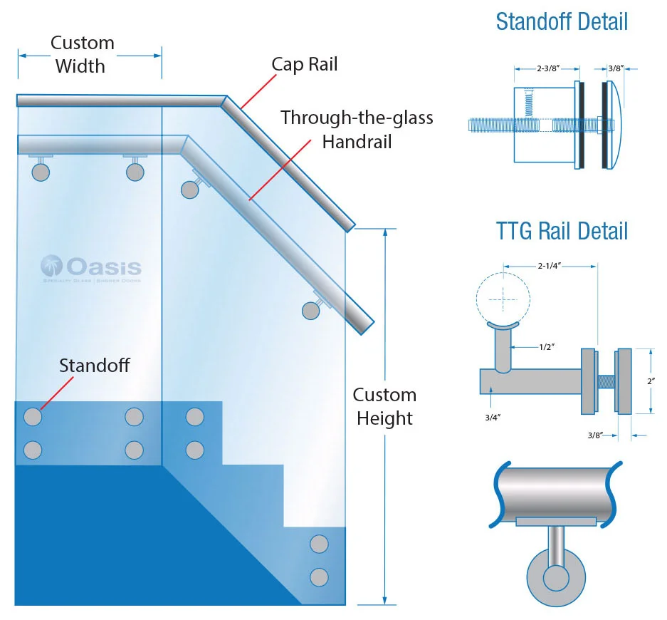 High Quality Practical Standoff Glass Railing Design With 12 Mm ...