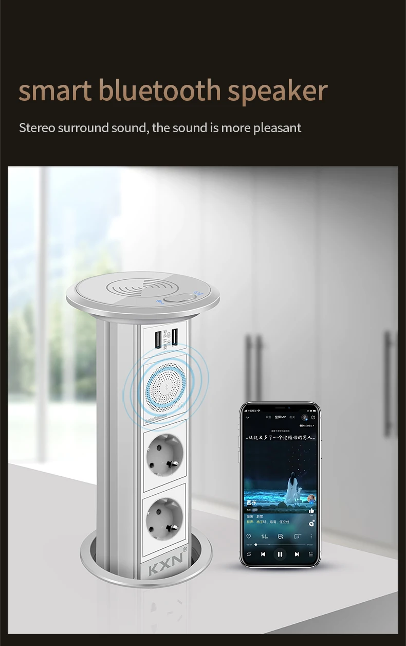 Electric Lifting Socket Tabletop with USB & Wireless Charging