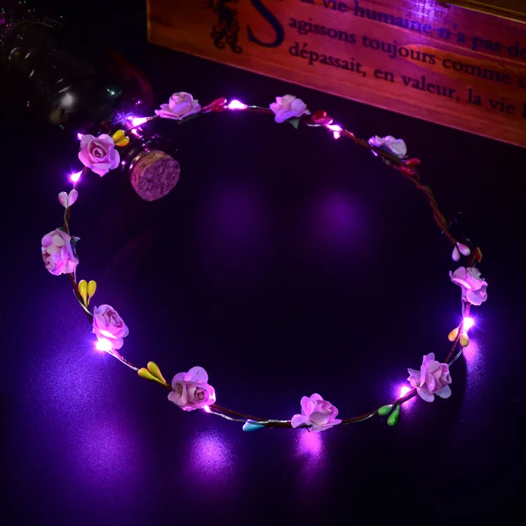 Led Flower Crown Headband Light Up Fairy Flower Hair Jewelry Multicolor ...