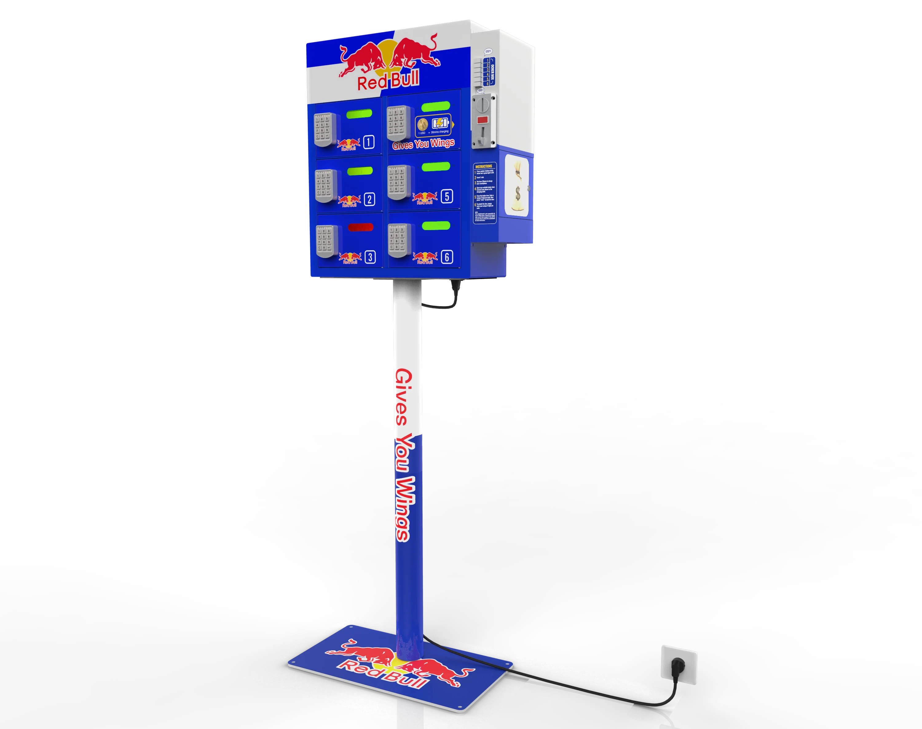 Wall-mounted Charging Stations Phone Coin Operated Advertising Cell ...