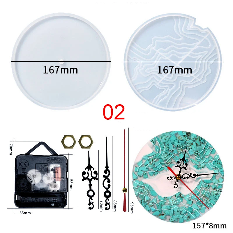 Handmade Round Wall Clock Silicone Mold Island Style Resin Clock Molds ...
