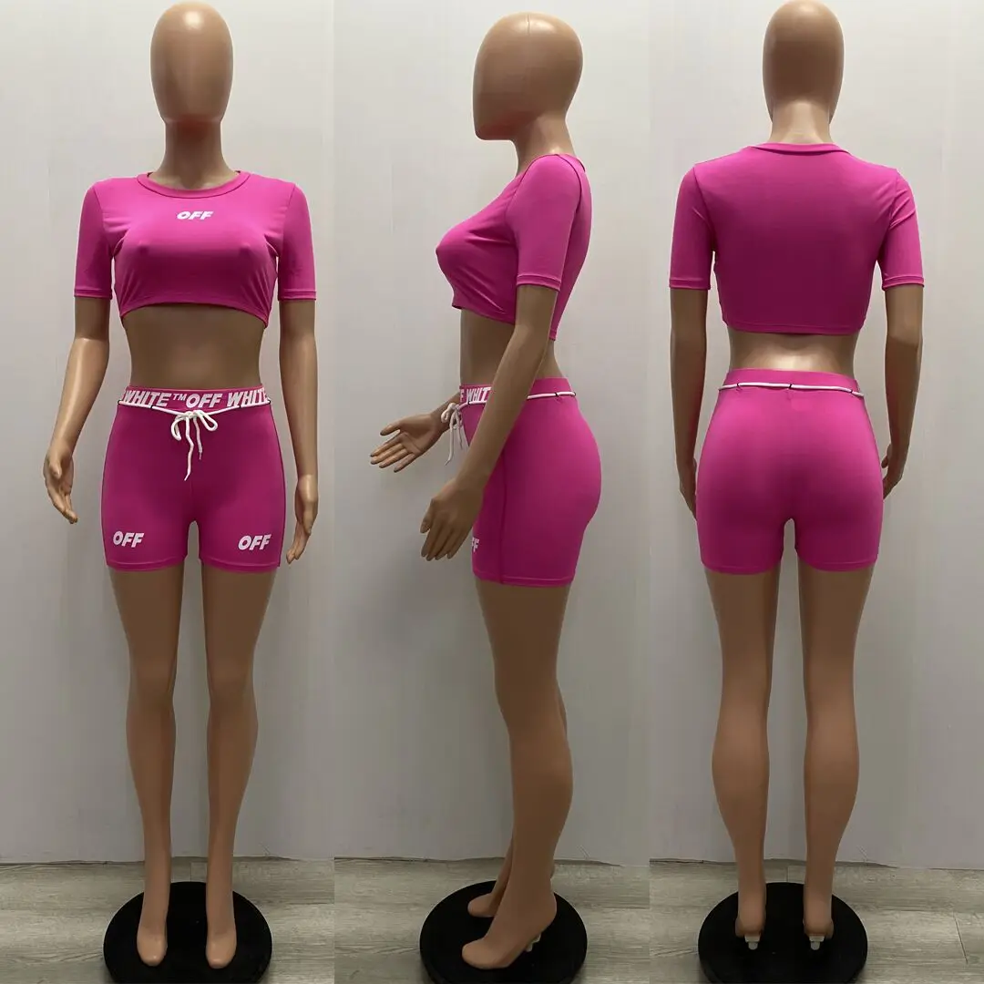 Jl803 2 Piece Short Set Crop Top Shorts Set Stylish Women Skinny ...