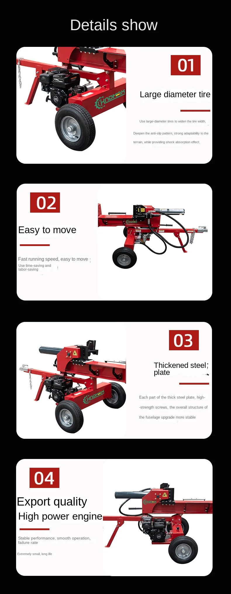 HBWS25 Gasoline Engine Wheel Log Splitter 1 Year Warranty China Origin ...