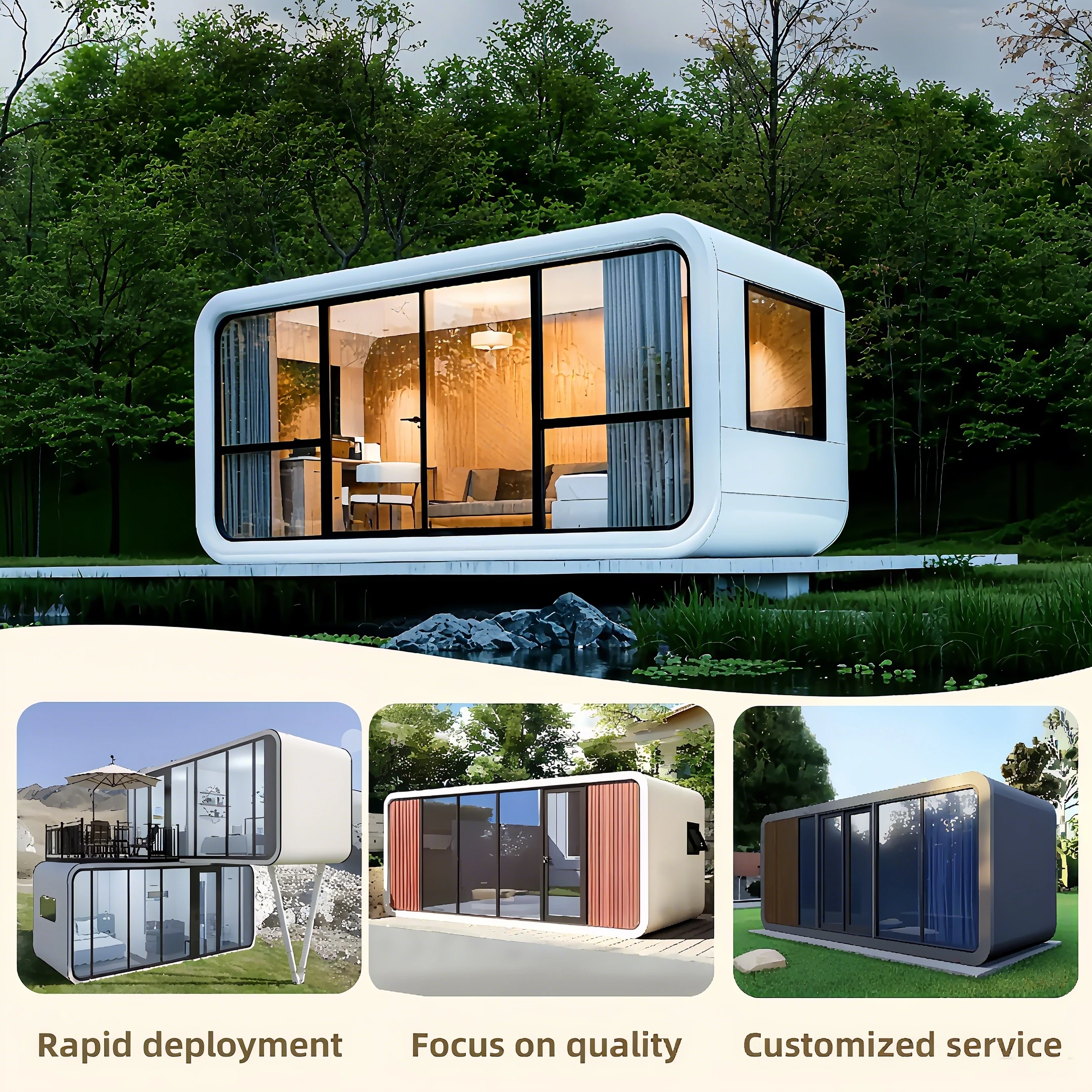 KT 2025 Apple Cabin Sandwich Panel Sleeping Container House for Hotel ...