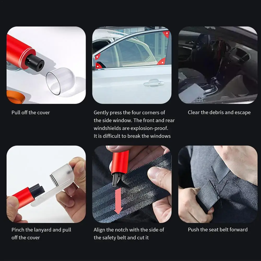 Car Window Breaker Small Car Safety Hammer Tool With Shield Sharp ...