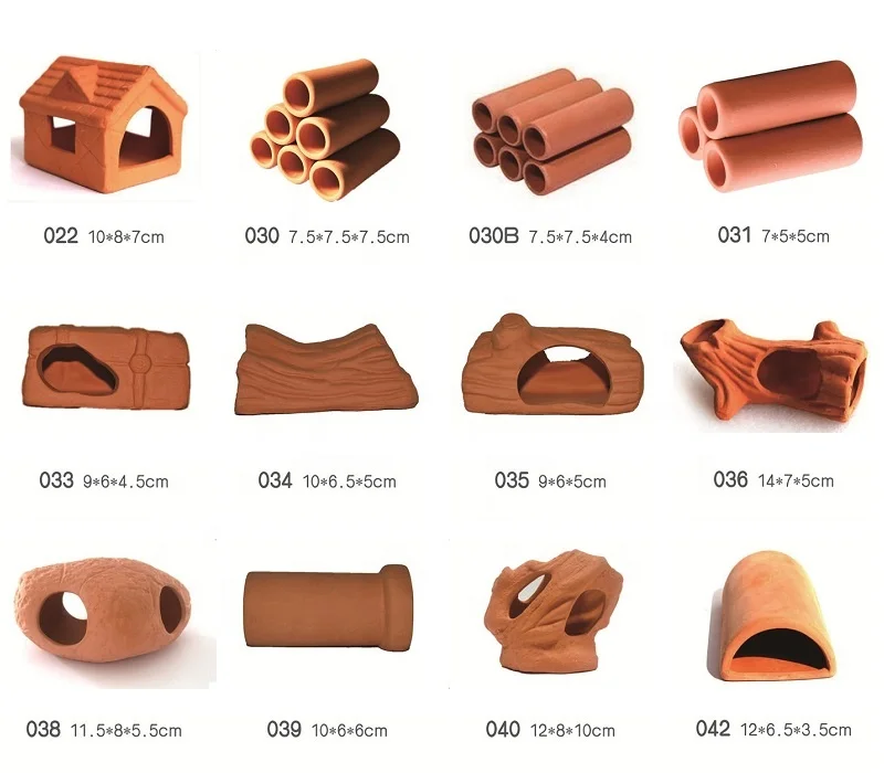 12cm Semi Cylinder Shape Aquarium Pottery Clay Shrimp Plecos Hiding ...