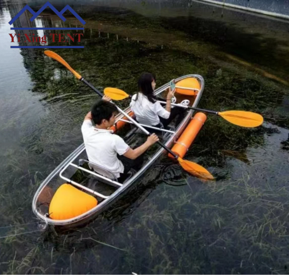 307cm X 85cm PC Transparent Crystal Rowboat Scenic Lake