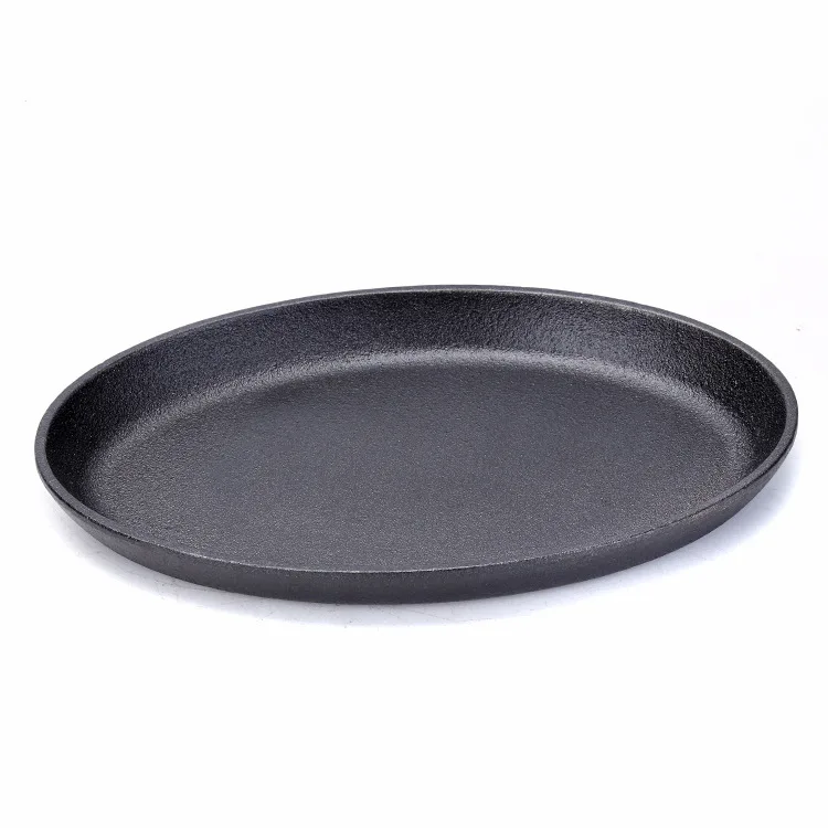 Oval Pre-seasoned Cast Iron Fajita Hot Skillet Plate Set Fry Grill ...