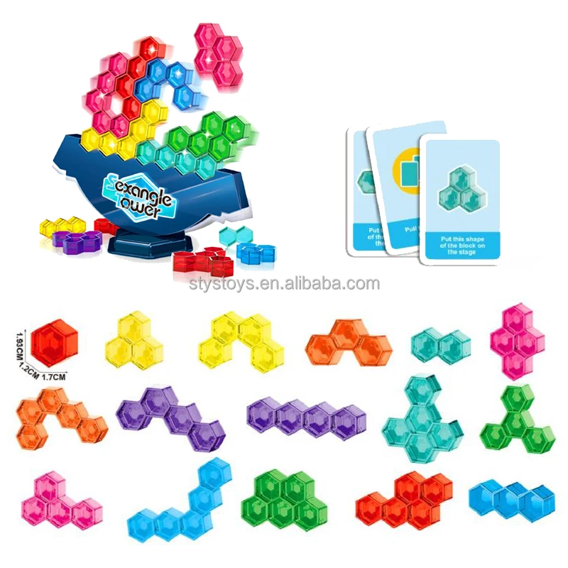 Hot New 2024 Hexagonal Diamond Balance Tower 16pcs Balance Stacking Blocks Puzzle Game - Buy ...