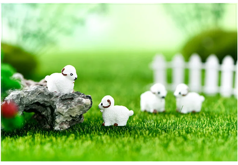 Lovely 3D Sheep Resin Fairy Moss Decoration Dollhouse DIY Art Handmade ...