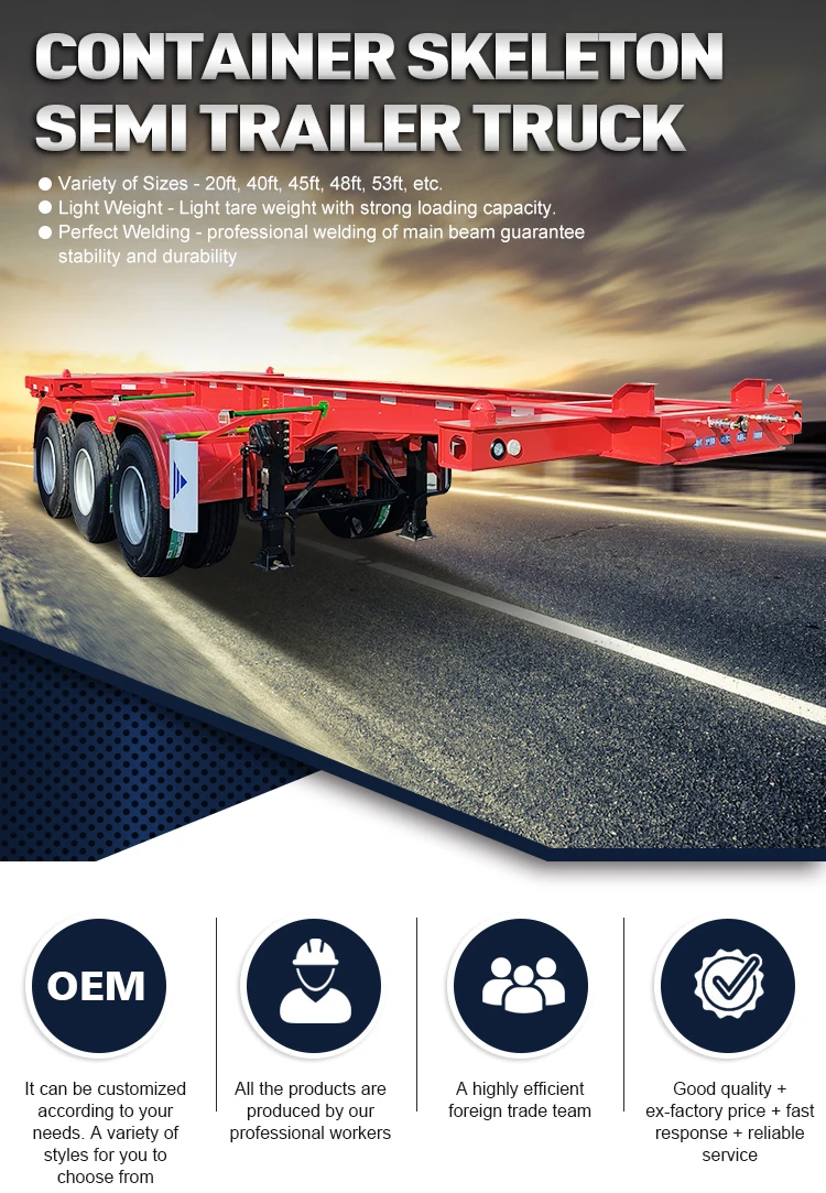 3 Axles Superlink Container Semi Trailer 40ft Chassis Skeleton Interlink Truck Steel Material ...