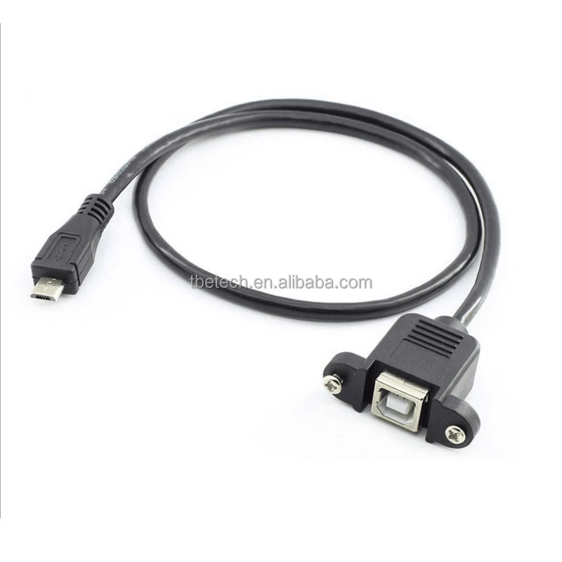 Micro B to Type B Female Panel Mount Cable with Screw Lock Micro 5pin ...