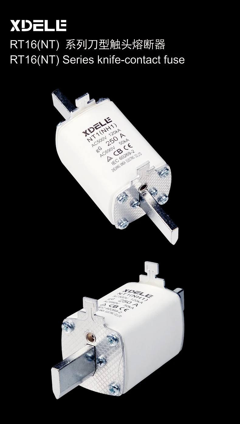Low voltage fuse HRC ceramic NH NT 160A 630A fuse connection NH1 small ...