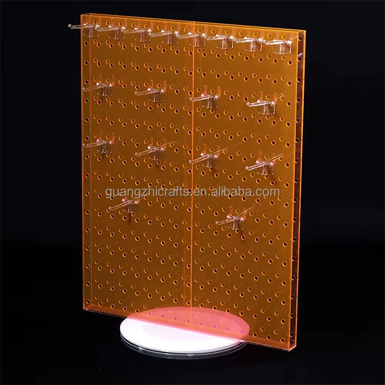 Counter Table Spinning Acrylic Organizer Neon Orange Acrylic Pegboard ...