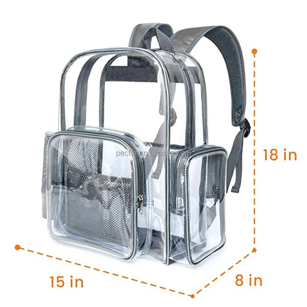 Custom Printed Pvc Clear Bags Backpack Stadium Approved Heavy Duty ...