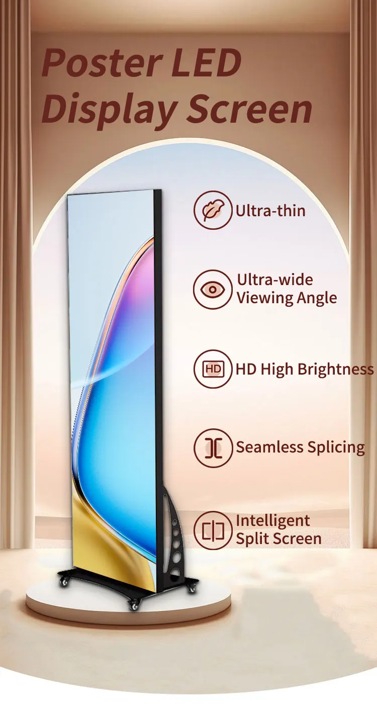 4K P2.5 LED Poster Display - Intelligent Split Screen Advertising