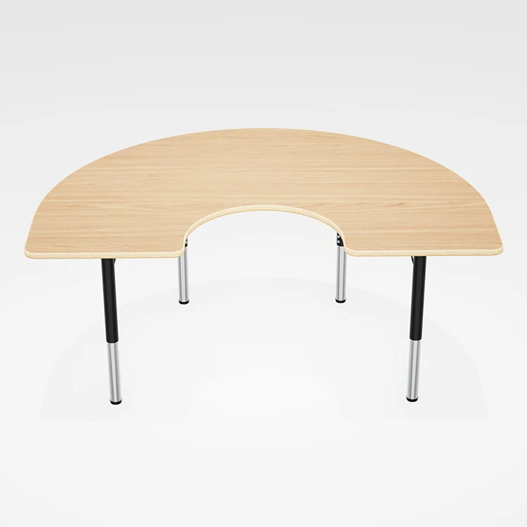 U Shape Office School Furniture Height Adjustable Wood Table ...