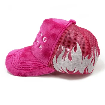 High Crown Fluffy Velvet Flame Fire Embroidery Custom Piping ...