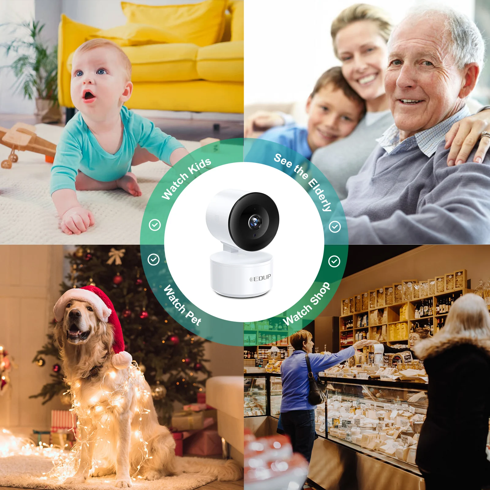 EDUP 2K AI Tracking Tuya Smart Home Wifi Camera - Indoor Security