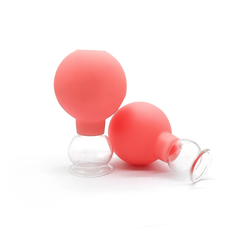 Hot Selling Pink Facial Cupping Set Glass With Silicone Bulb Cupping ...