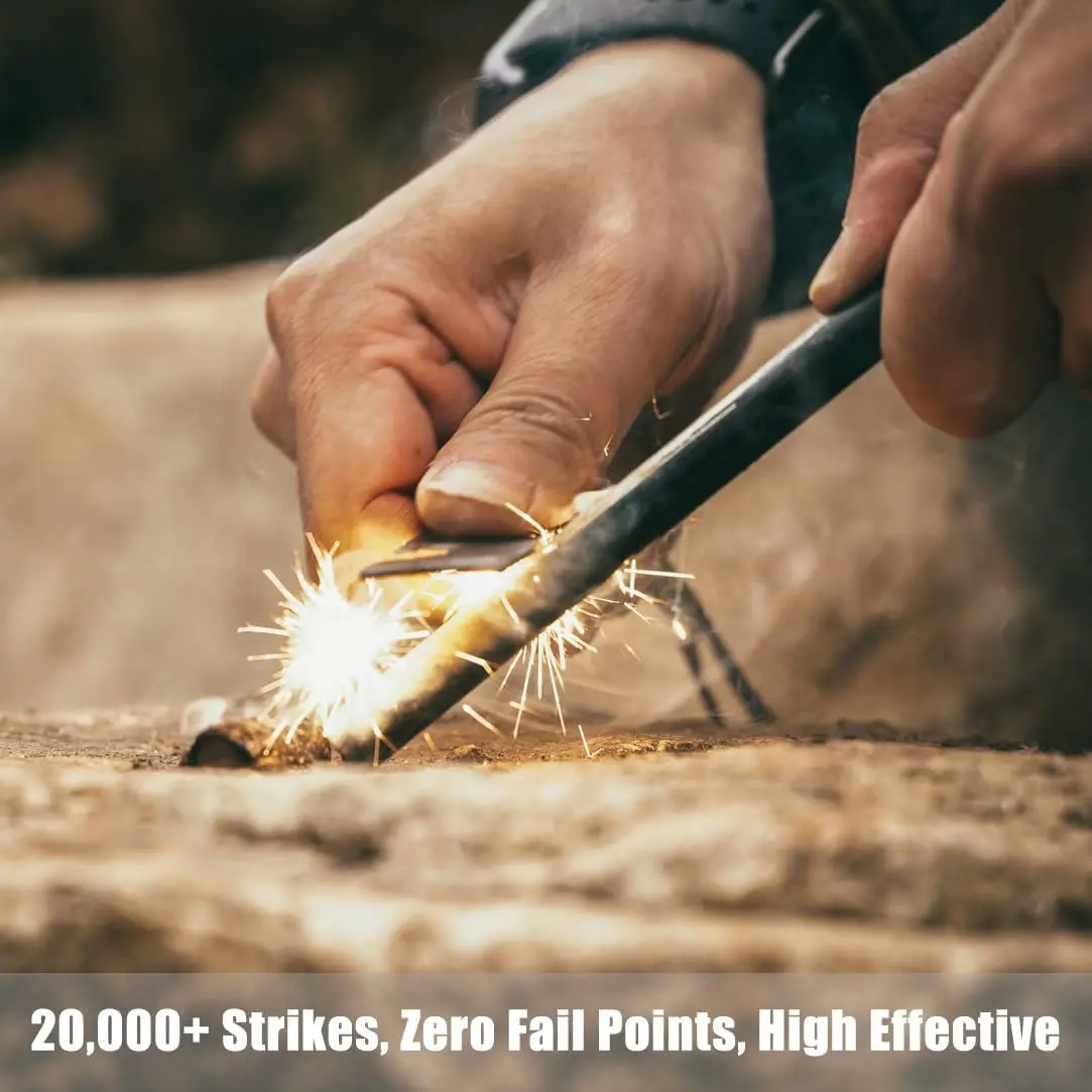 Camping Hiking Ferro Rod Striker Waterproof Steel Survival Ferrocerium ...