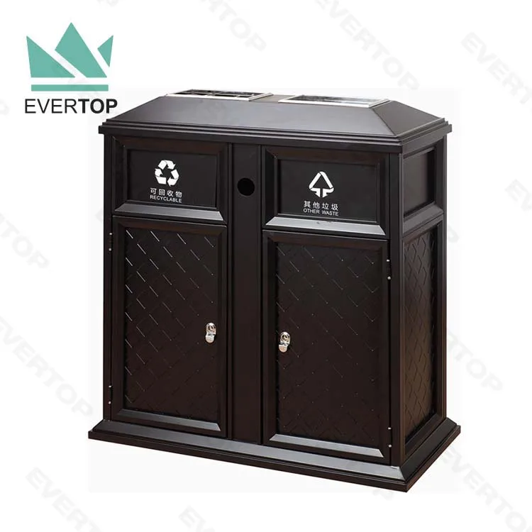 DA-200F Classic Double Litter Bin Outdoor Iron Recycling Trash Can ...