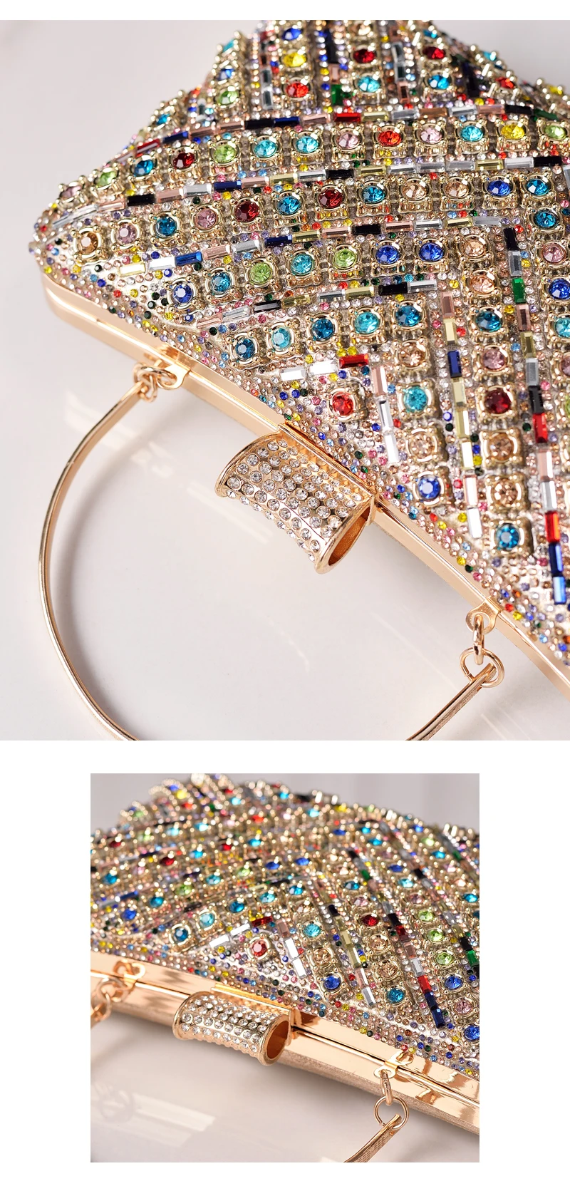 Multi-colored Precious Stone Rhinestone Clutch Bags Adequate Stock ...