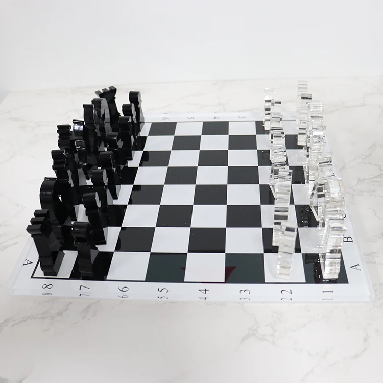 Clear Acrylic Chess Set Board With Chessboard and Chess Checkers Pieces ...