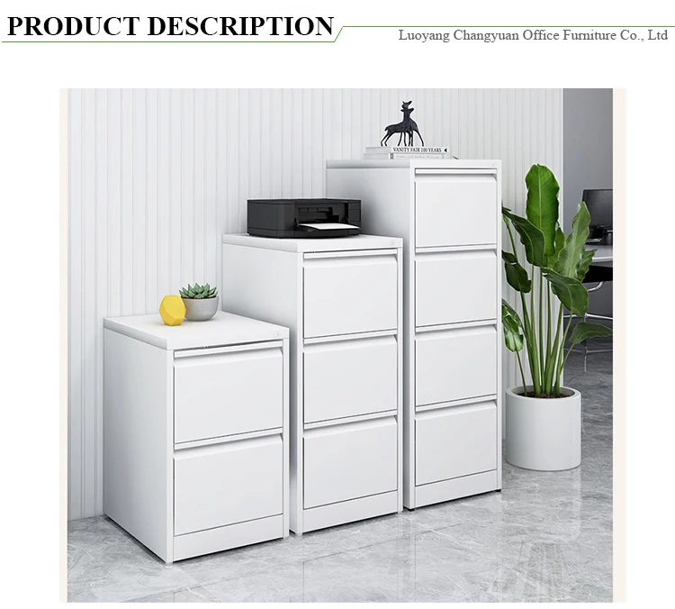 Office Steel 4 Tier Filing Cabinet A4 File Cabinet Drawer Metal Storage ...