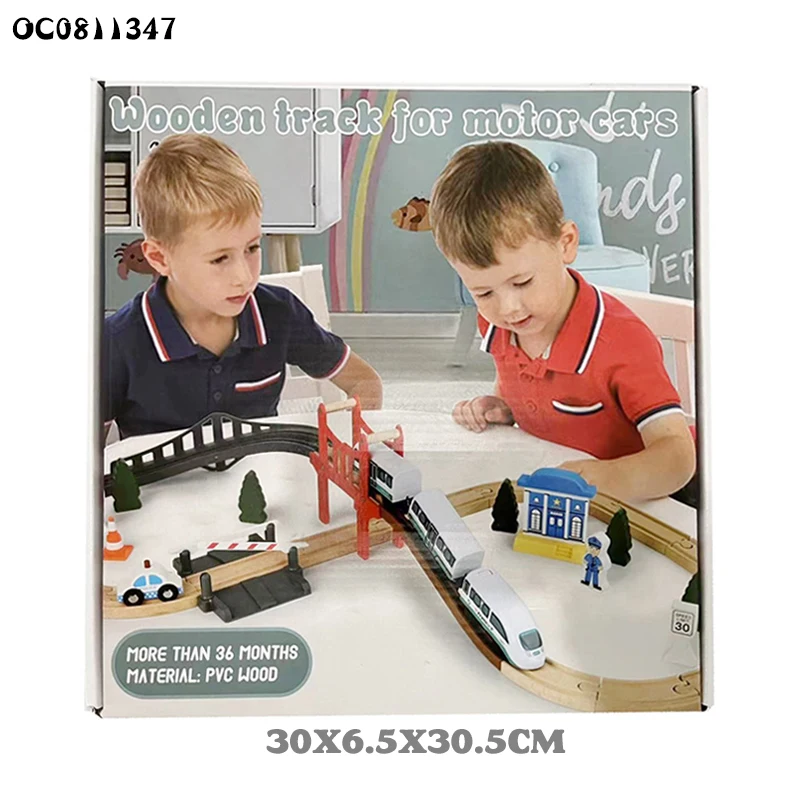 Wooden Children Toys Wooden Toy Train Set Electric On Track Assembly ...