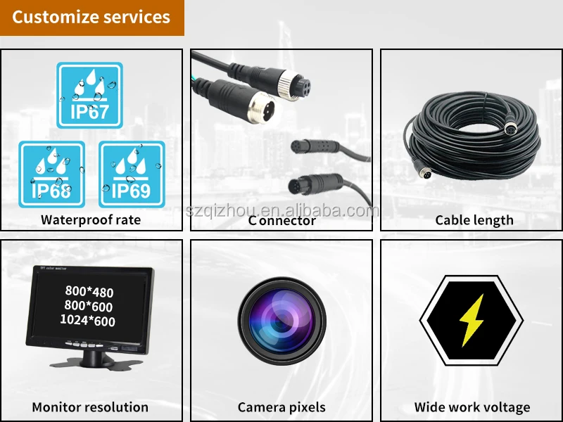 Parking Sensor with Bus Monitor for Truck School Bus Camera Buzzer 24V ...