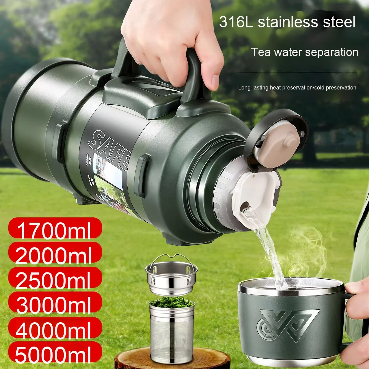 316 Stainless Steel Outdoor Thermos Modern Design Portable Water Kettle ...