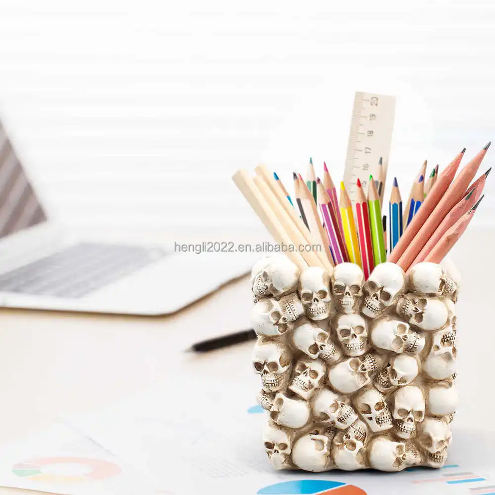Resin 3d Skull Head Storage Box Figurine Skeleton Desk Ornament Home ...