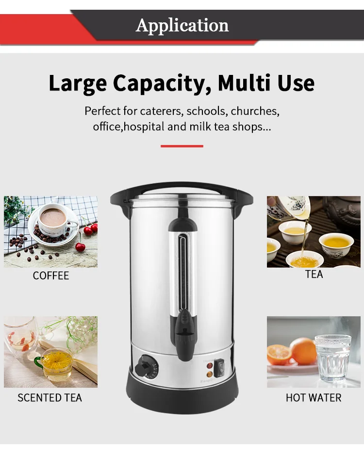Stainless Steel Electric Catering Urn - 15L Hot Water Boiler
