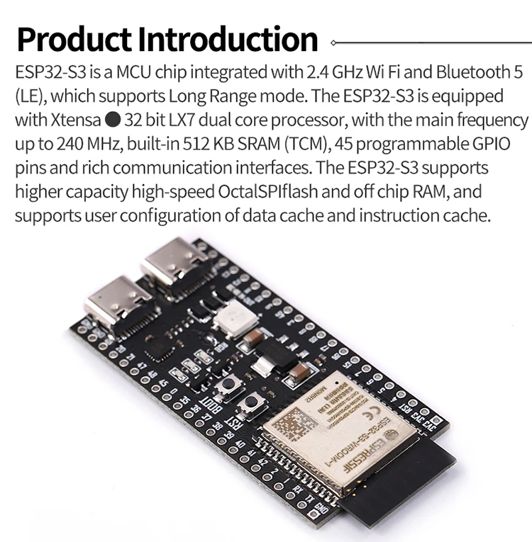 ESP32-S3-DevKitC-1 WiFi & -Compatible BLE 5.0 Mesh Development Board ESP32 Wireless Module for ...