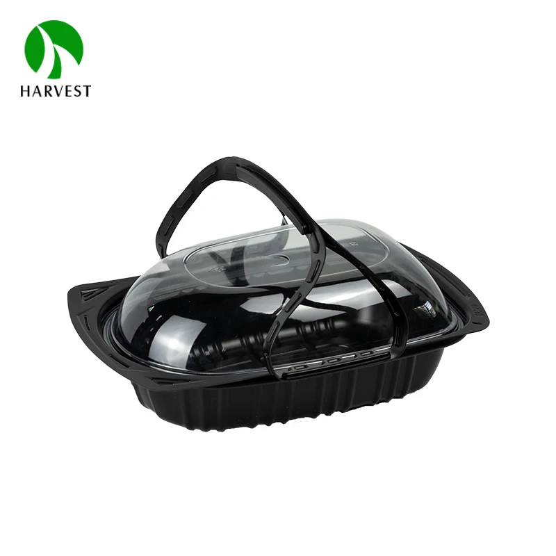 Custom fried chicken packaging ps plastic disposable box with handle ...