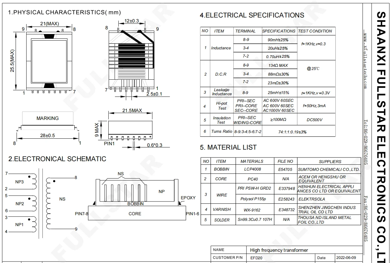 High Frequency Ferrite Core Transformer EC28 230V 110V 12V Step-Up/Step ...