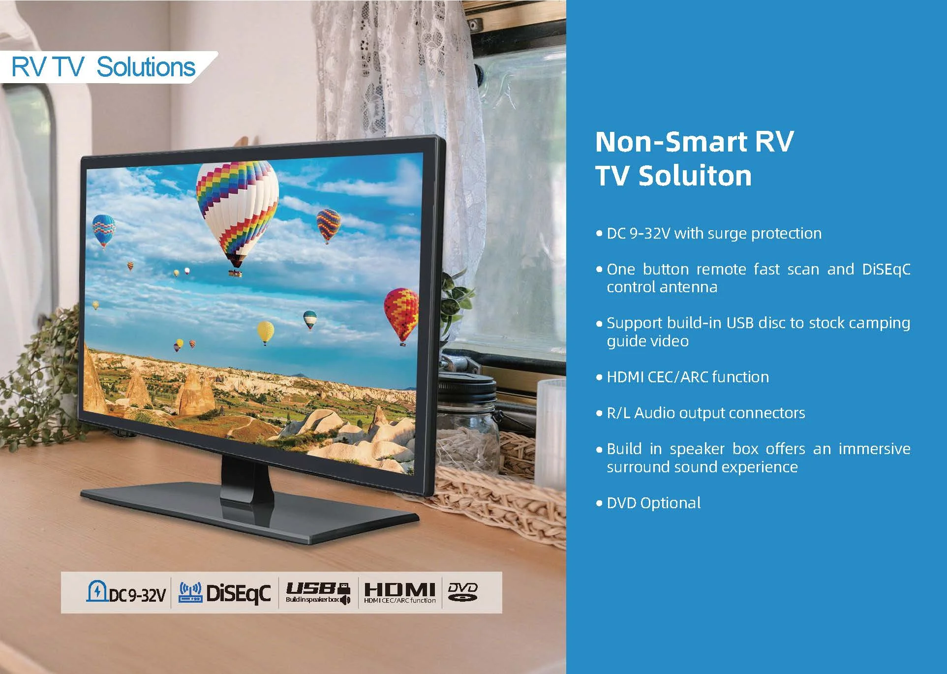 12 Volt Camper Satellite TV with DVD Combo for Caravan RV Campers 12v ...