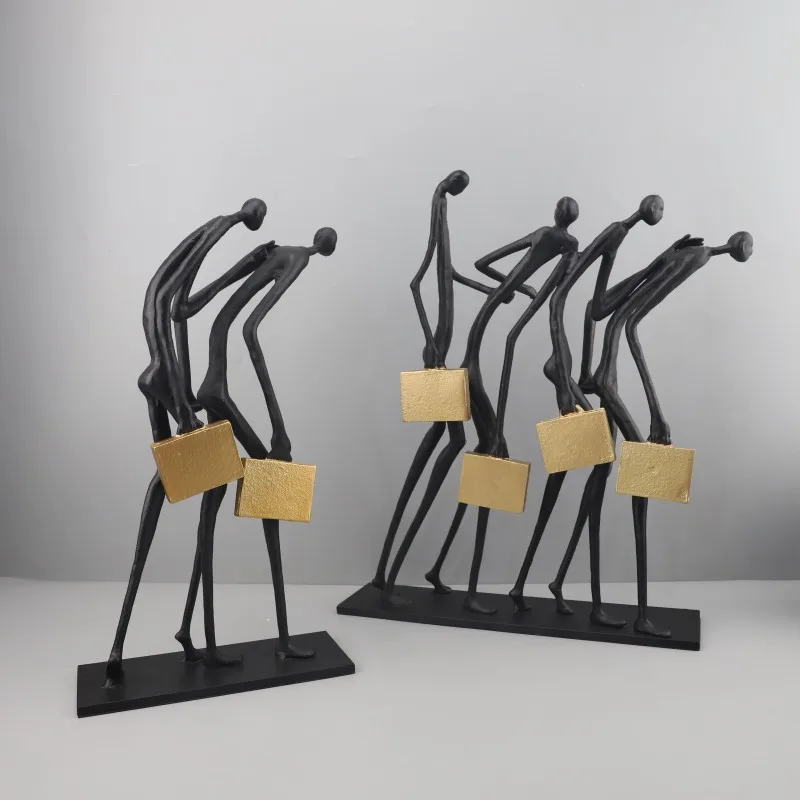 Vintage Light Luxury Abstract Metal Figure Sculpture Ornament Home ...