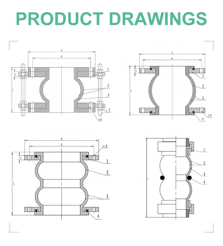 EPDM Flexible Rubber Expansion Joint - Bellows Compensator