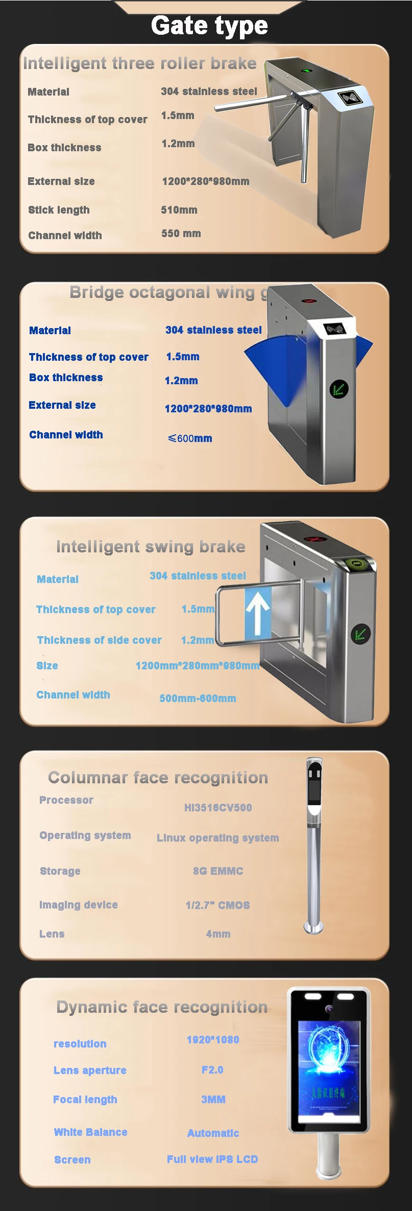 High Security Rfid Card Reader Security Swing Turnstile Gate Stainless ...