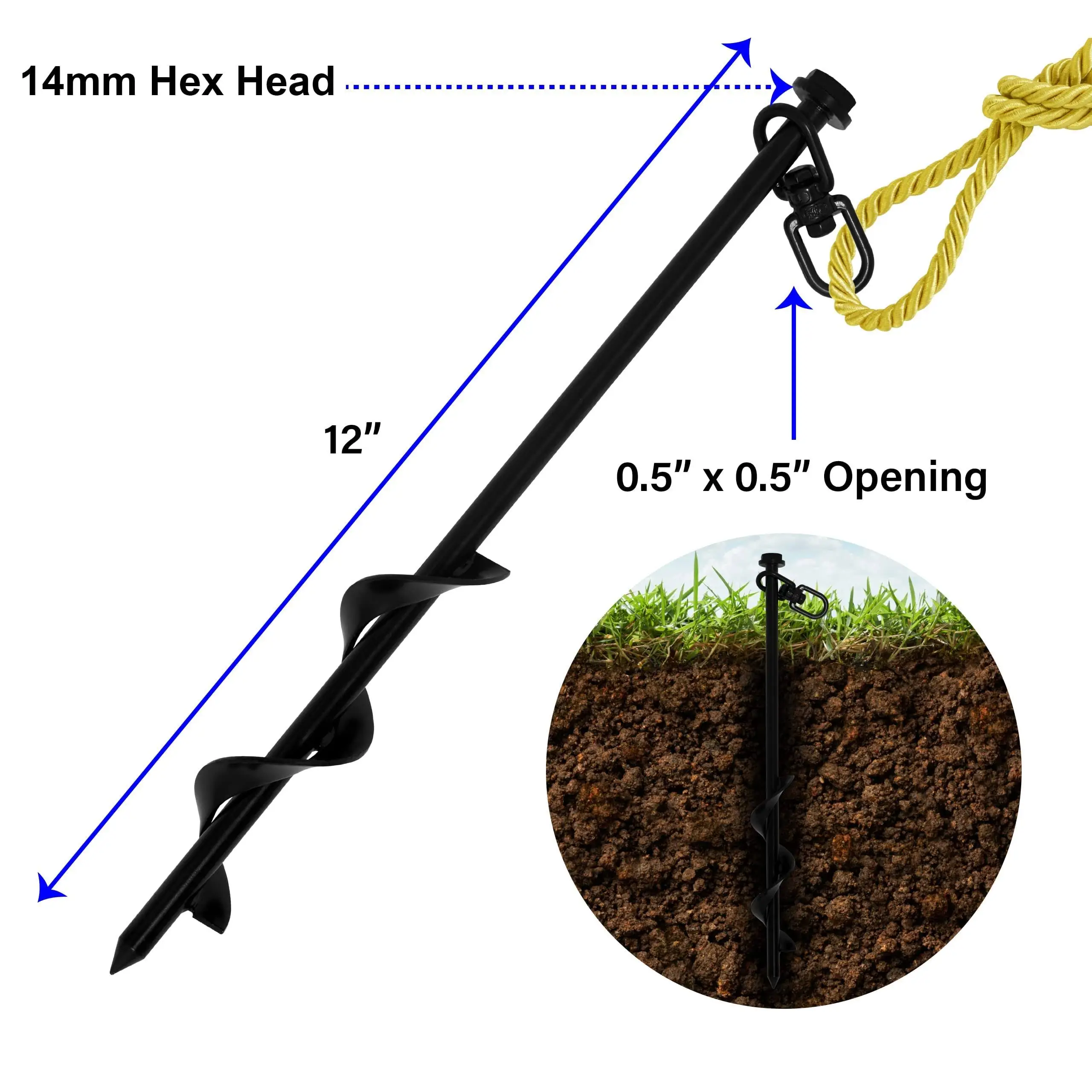 Sand Ground Earth Screw Stake Helical Anchor for Canopy, Tent, and ...